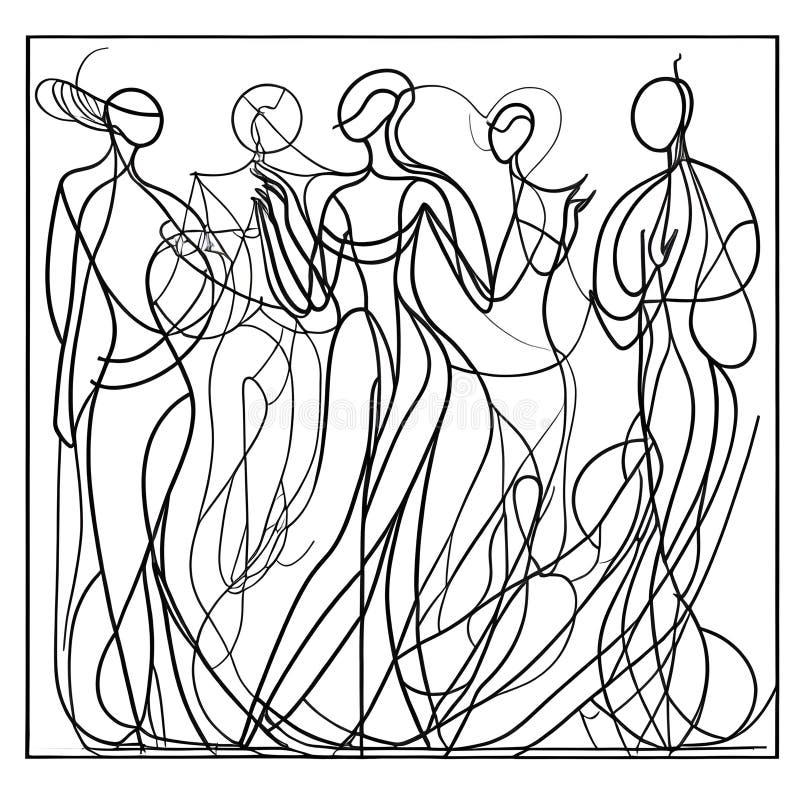 A Drawing of a Woman with a Circle in the Middle. Stock Illustration ...