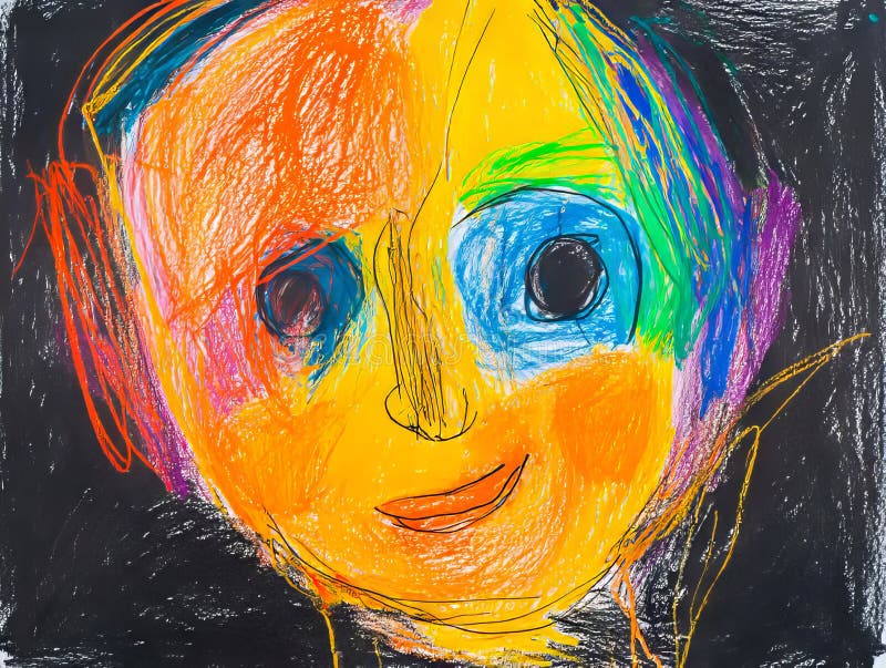 A Drawing of a Woman S Face with Bright Colors Stock Image - Image of ...