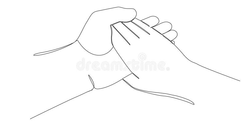 Drawing of Woman S Hand that Rests on the Palm of Man S Hand in One ...
