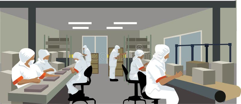 Drawing of Workers Inside Factory Stock Vector - Illustration of inside ...