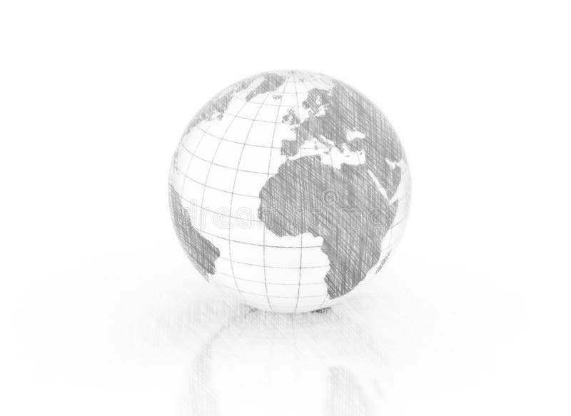Drawing world globe stock illustration. Illustration of graphic - 80675957