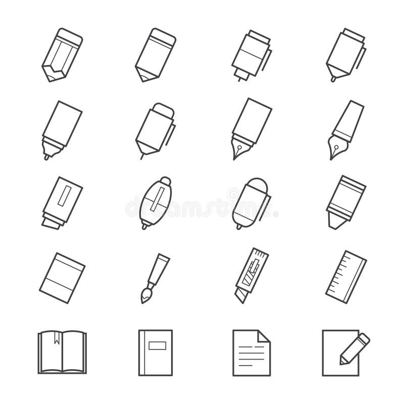 Drawing and Writing Painting Tools Icons Stock Vector - Illustration of ...