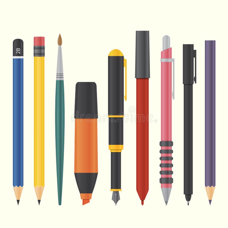 Drawing and Writing Tool Set Stock Illustration - Illustration of tool ...