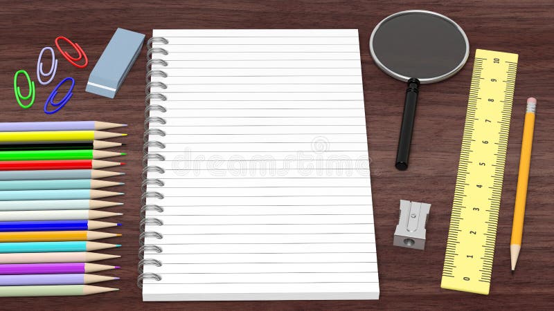 Drawing/writing Tools and Blank Notepad Stock Illustration ...