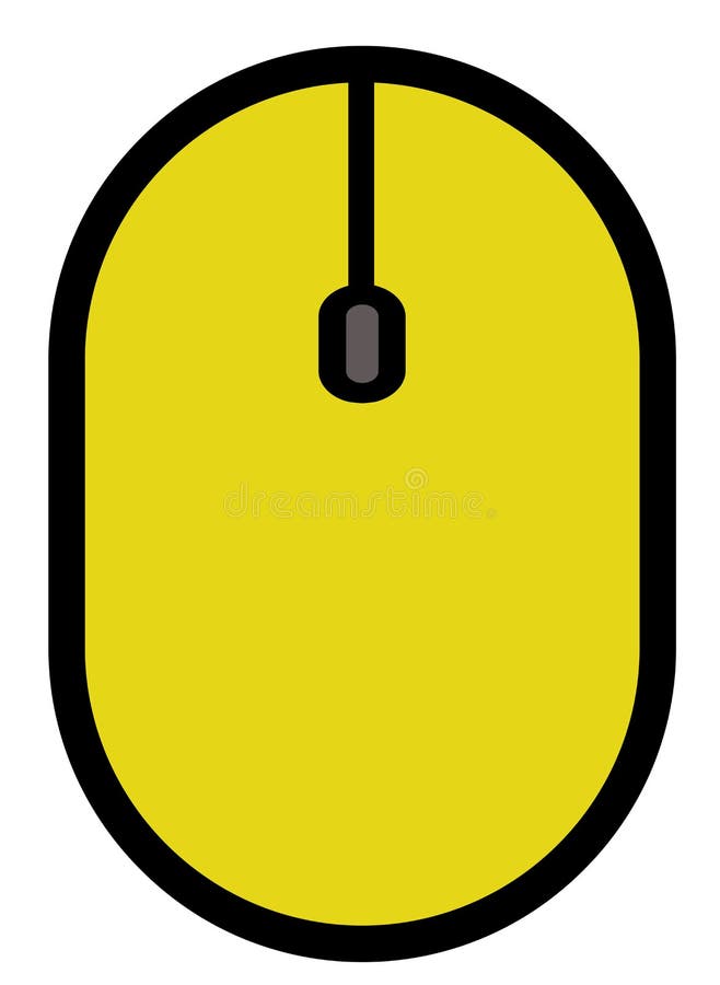 The Drawing of a Yellow Computer Mouse, a Small Hardware Input Device ...