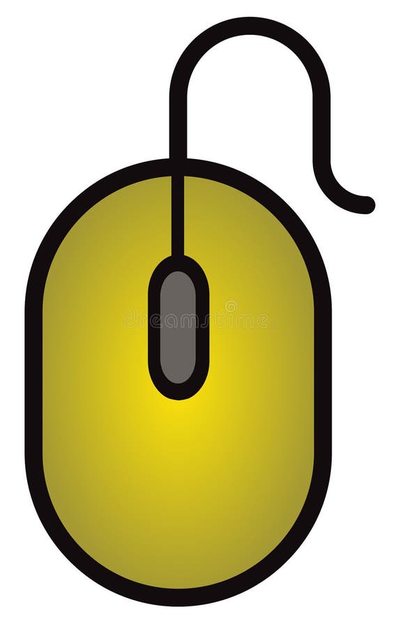 The Drawing of a Yellow Computer Mouse, a Small Hardware Input Device ...