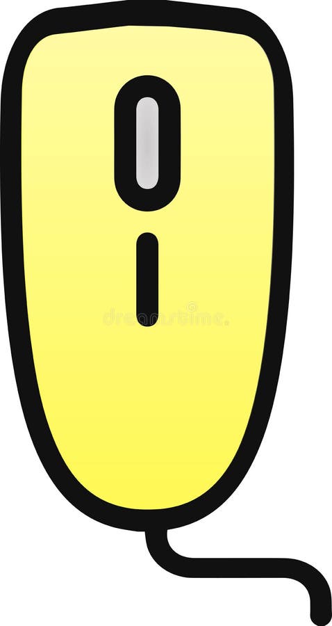 The Drawing of a Yellow Computer Mouse, a Small Hardware Input Device ...