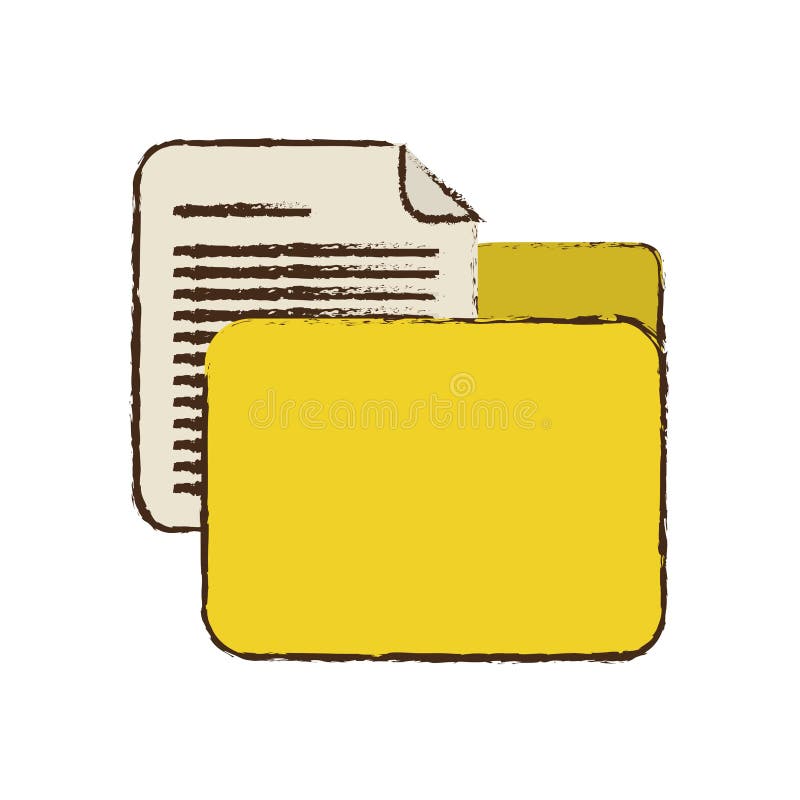 Drawing Yellow Folder File Document Report Paper Stock Illustration ...