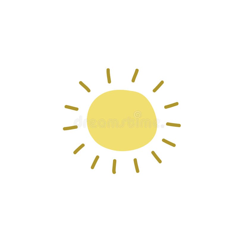 Drawing of Yellow Sun in the Style of a Doodle. Hand-drawn Vector ...