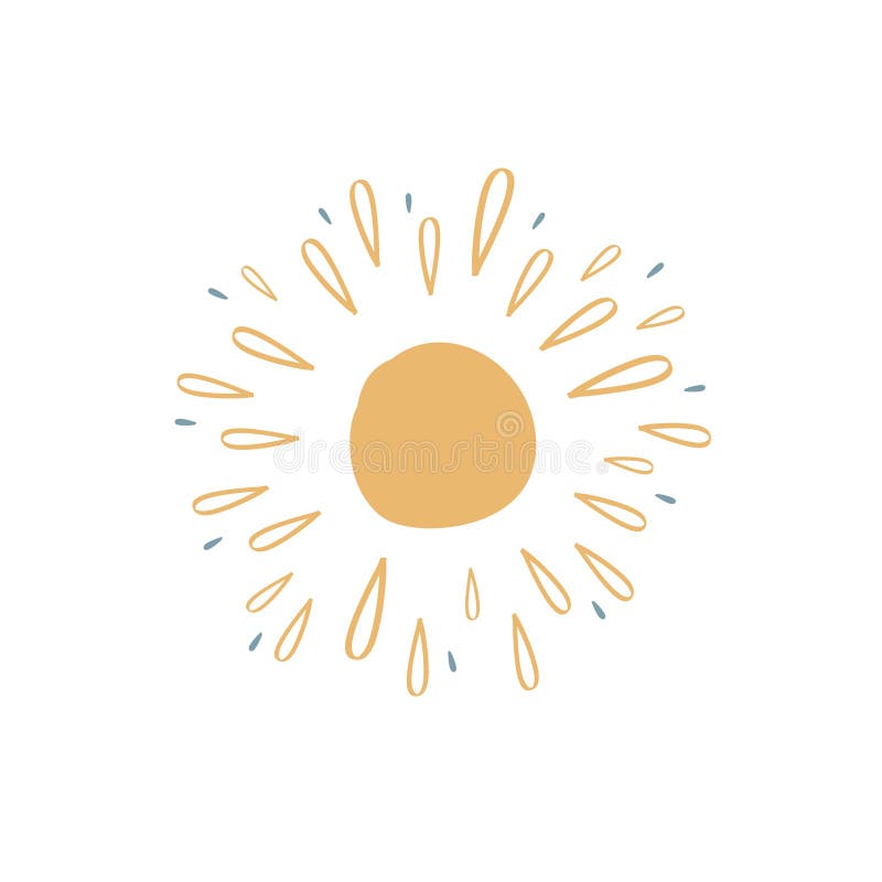 A Drawing of Yellow Sun in the Style of a Doodle. Vector Flat ...
