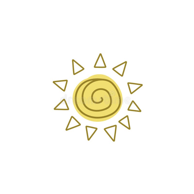 A Drawing of Yellow Sun in the Style of a Doodle. Linear Hand-drawn ...
