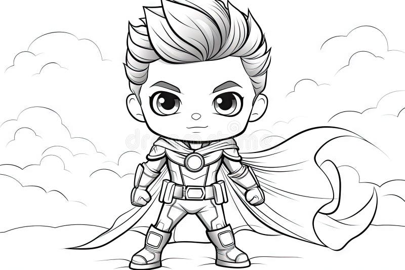 A Drawing of a Young Boy Dressed As a Super Hero. Generative Ai Stock ...