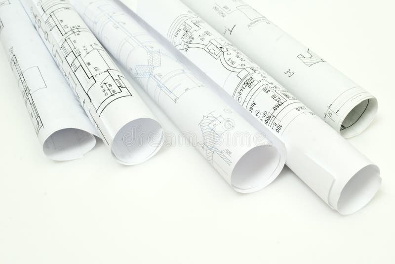Rolled Construction Drawings Stock Image - Image of architecture ...