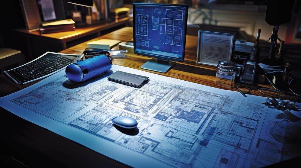 Drawings Blue Print Reading Stock Illustration - Illustration of ...