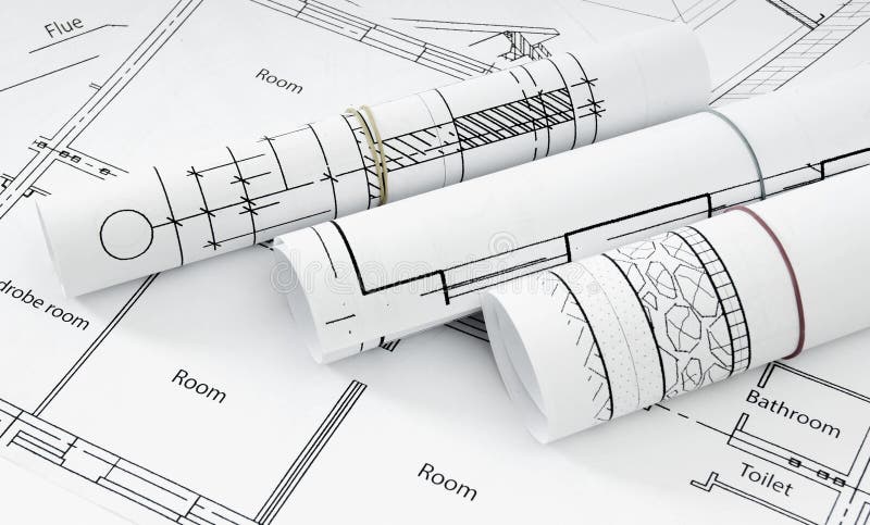 Drawings for Building House. Working Drawings Stock Photo - Image of ...