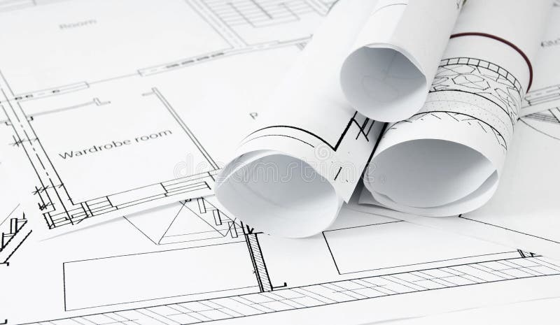 Drawings for Building House. Working Drawings Stock Photo - Image of ...