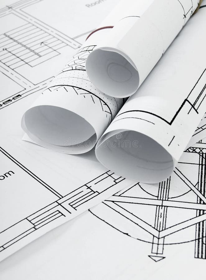 Drawings for Building House. Working Drawings Stock Photo - Image of ...