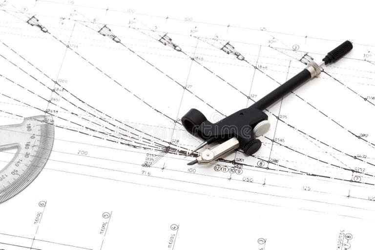 Drawings and compass stock photo. Image of build, builder - 7872776