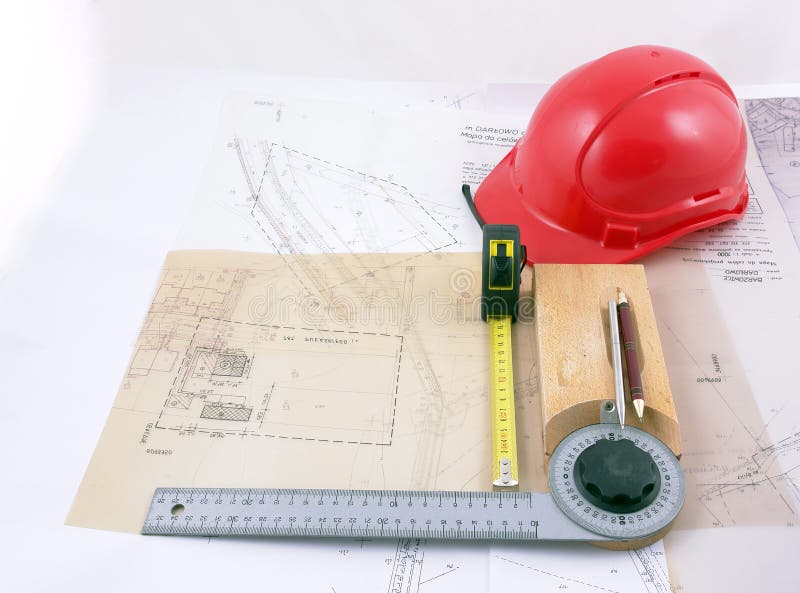 Drawings and Engineer Tools Stock Image - Image of engineer, design ...