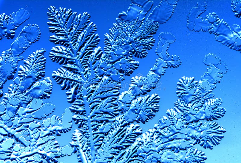 Drawings of Ice on Blue Glass. Stock Photo - Image of season, abstract ...