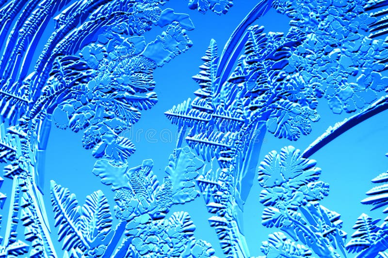 Drawings of Ice on Blue Glass. Stock Image - Image of blue, glass ...