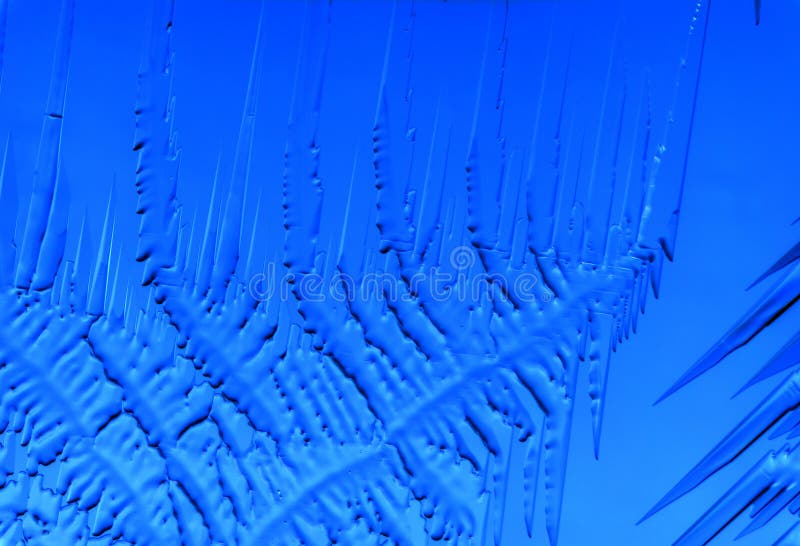 Drawings of Ice on Blue Glass. Stock Image - Image of white, abstract ...
