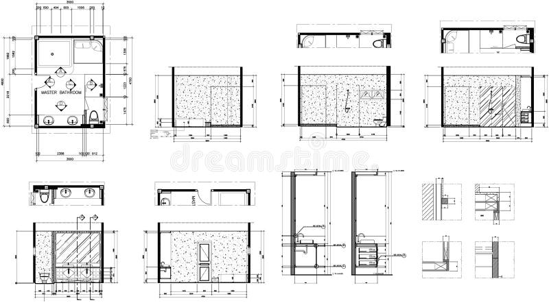 Drawings, Interior Decorations, Master Bathroom, Furniture Layout Plan ...