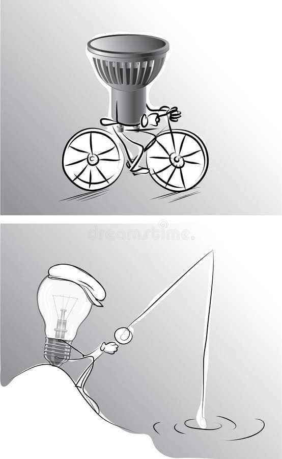 Drawings with light bulbs stock vector. Illustration of bulb - 35252972