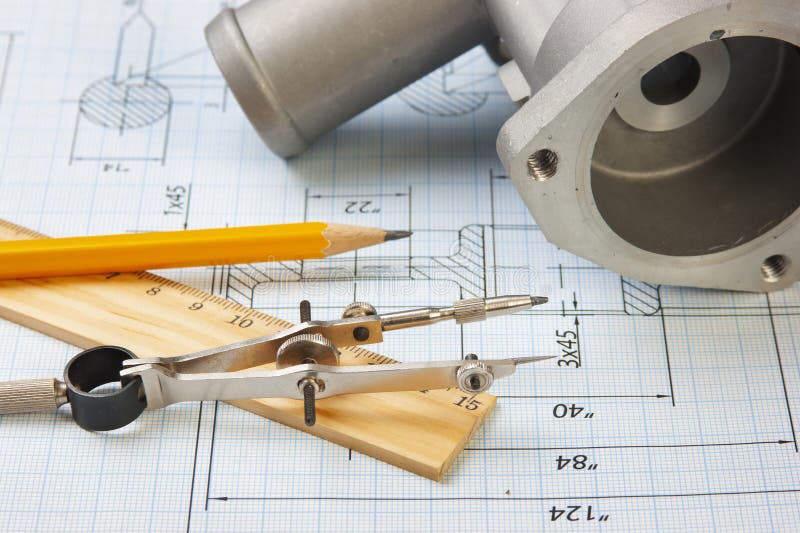 Drawings of mechanisms stock photo. Image of technical - 269303486