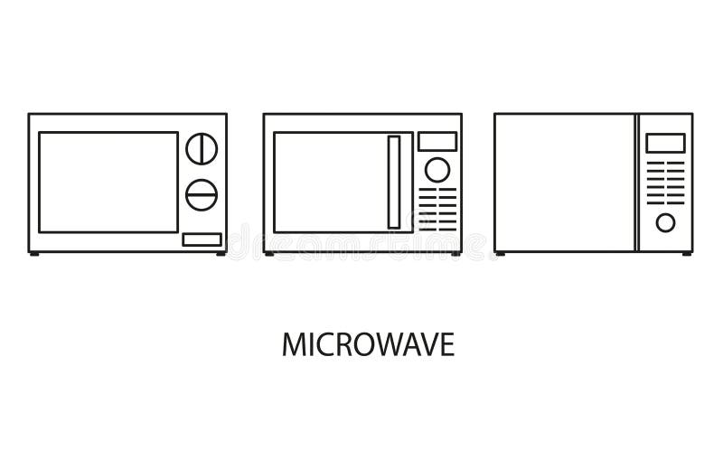 Drawings of Microwaves in Black Lines Stock Vector - Illustration of ...