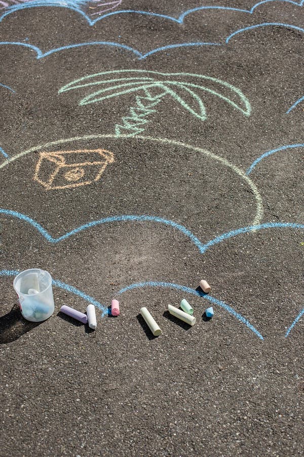Children's Chalk Drawings Pavement Photos - Free & Royalty-Free Stock ...