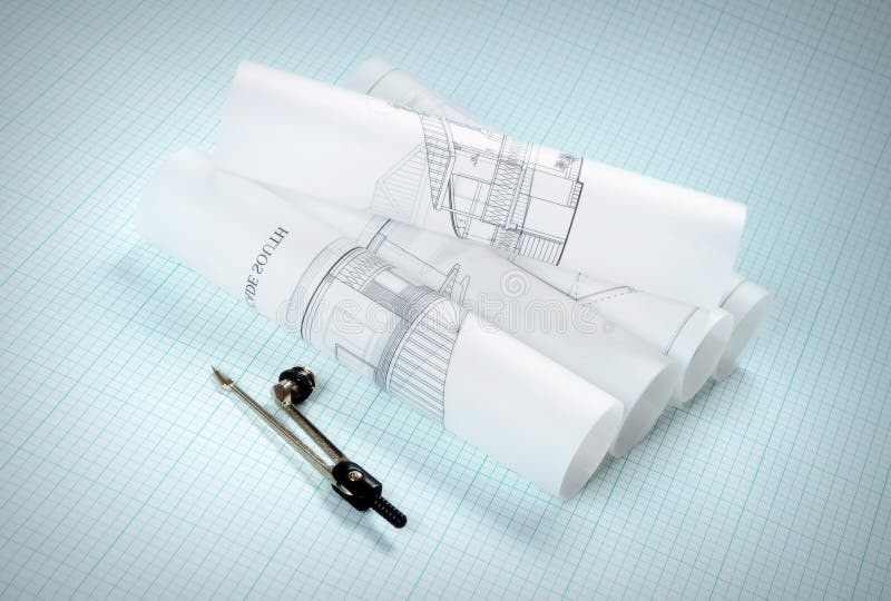 Drawings and Tools on Graph Stock Photo - Image of ideas, equipment ...