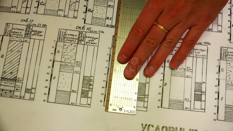 Drawings on Transparent Paper with a Scale Ruler Stock Video - Video of ...