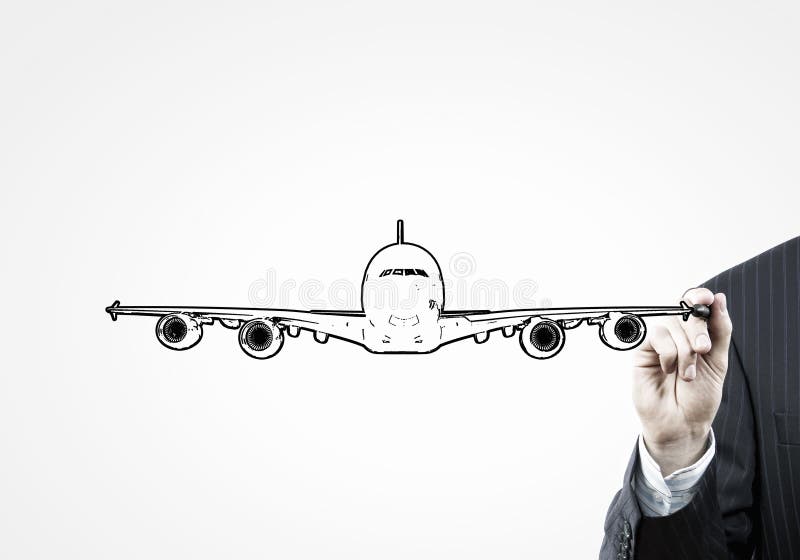 Drawn airplane stock illustration. Illustration of hand - 56816385