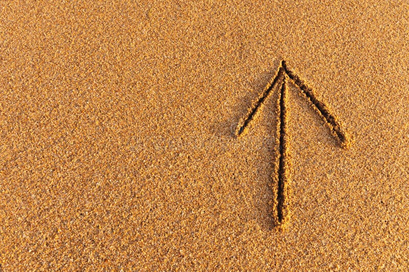 Drawn Arrow on the Sand. Drawing of an Arrow Sign Pointing Up, Path ...