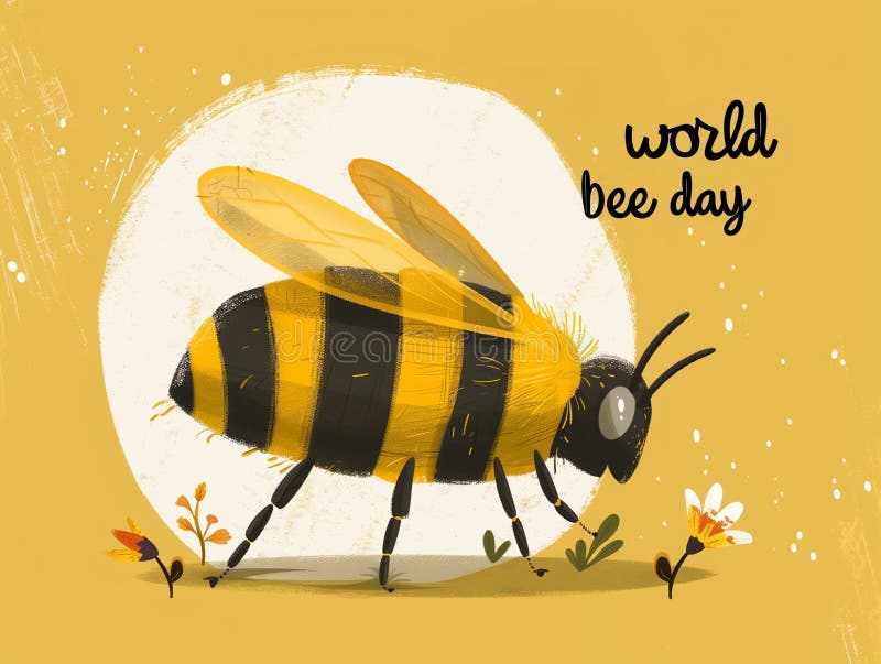 Drawn Bee for World Bee Day Stock Illustration - Illustration of insect ...