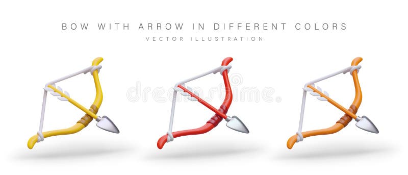 Drawn Bow with Arrow. Vector Objects of Different Colors Stock Vector ...
