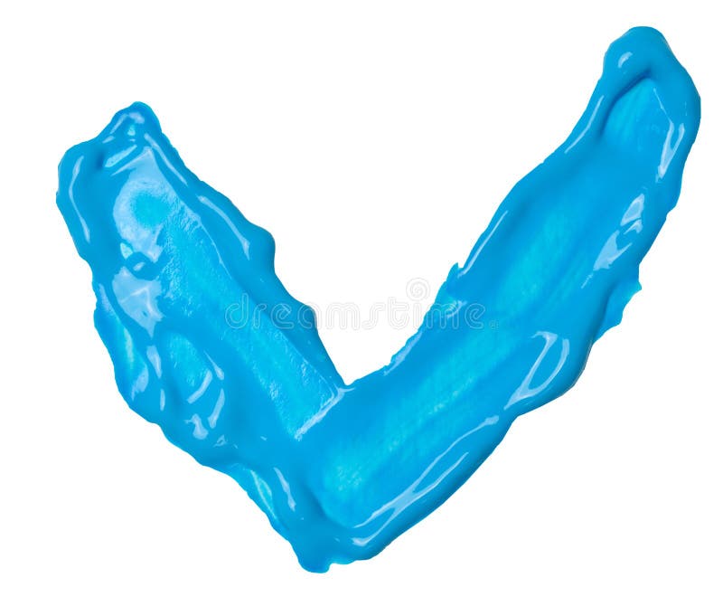 Drawn Check Mark with Blue Oil Paint on Isolated Background Stock Photo ...