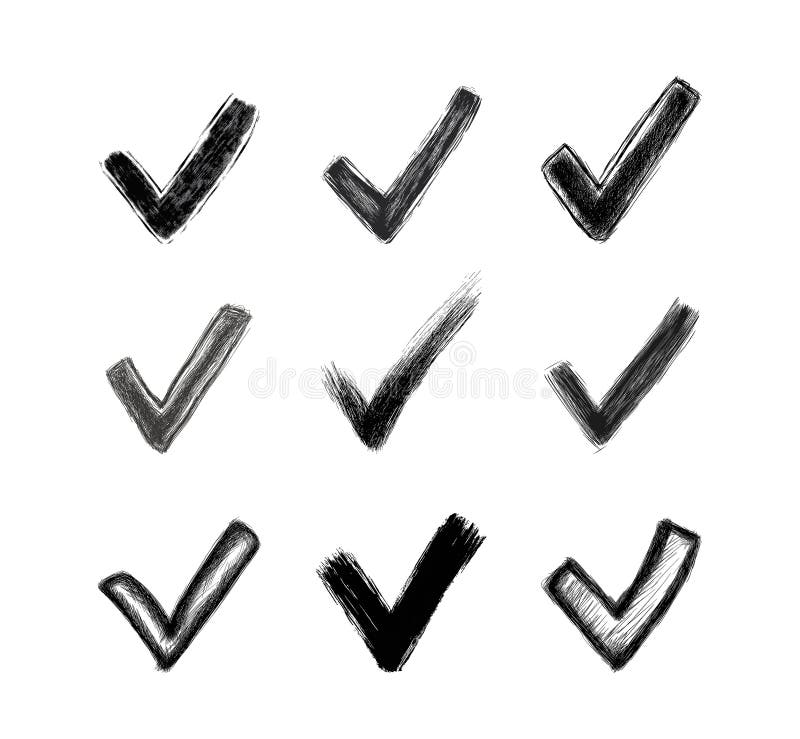 Drawn Check Mark Vector Set Illustration on White Stock Vector ...