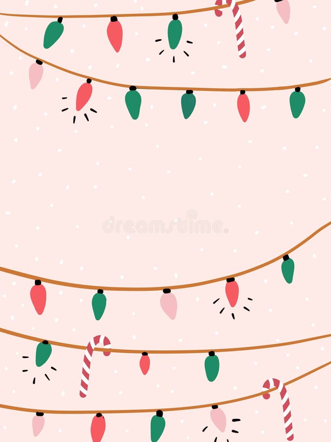 Drawn Christmas Chain with Glowing Lights Stock Illustration ...