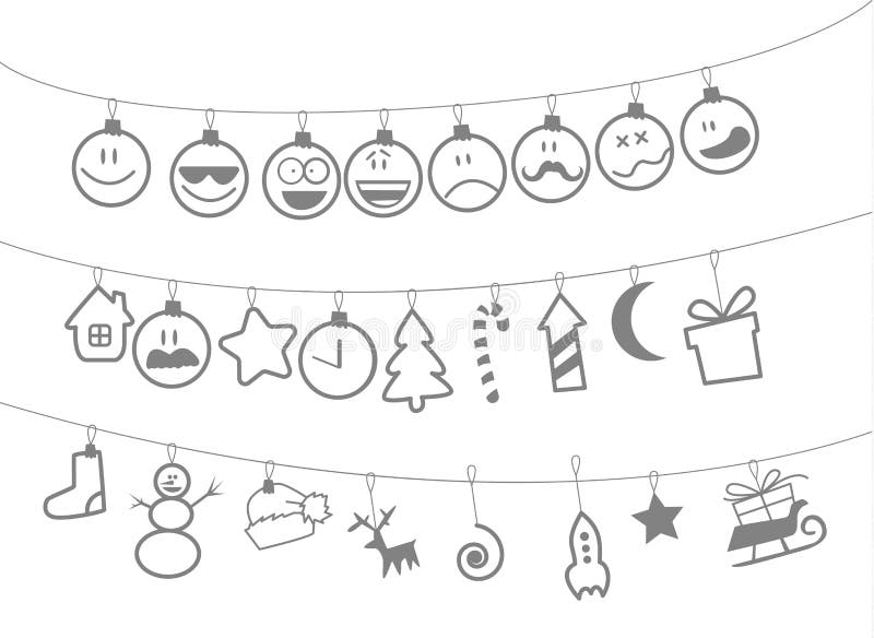 Drawn Christmas Toys that Hang on Strings Stock Vector - Illustration ...