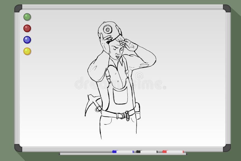 Drawn collier hard working stock illustration. Illustration of black ...