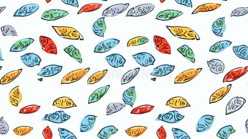 Drawn Doodle Fish Pattern. Multi-colored Fish on a Pattern for Fabrics ...