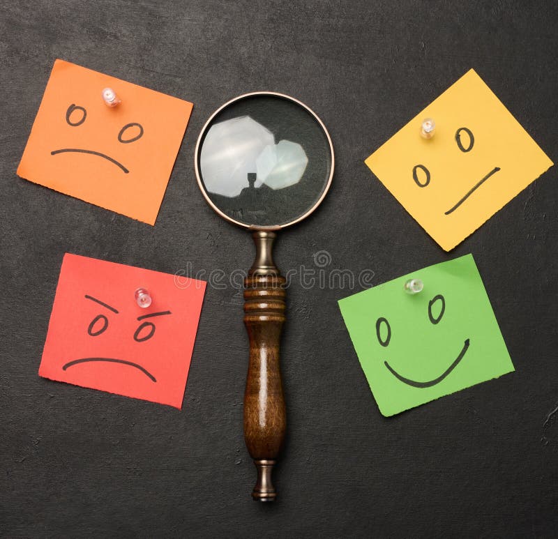 Drawn Faces with Different Emotions on a Sticker. Rating and Quality ...