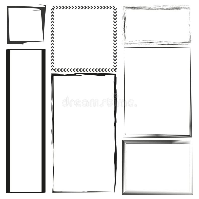 Drawn Frame Icons. Various Border Styles. Decorative Rectangular Shapes ...