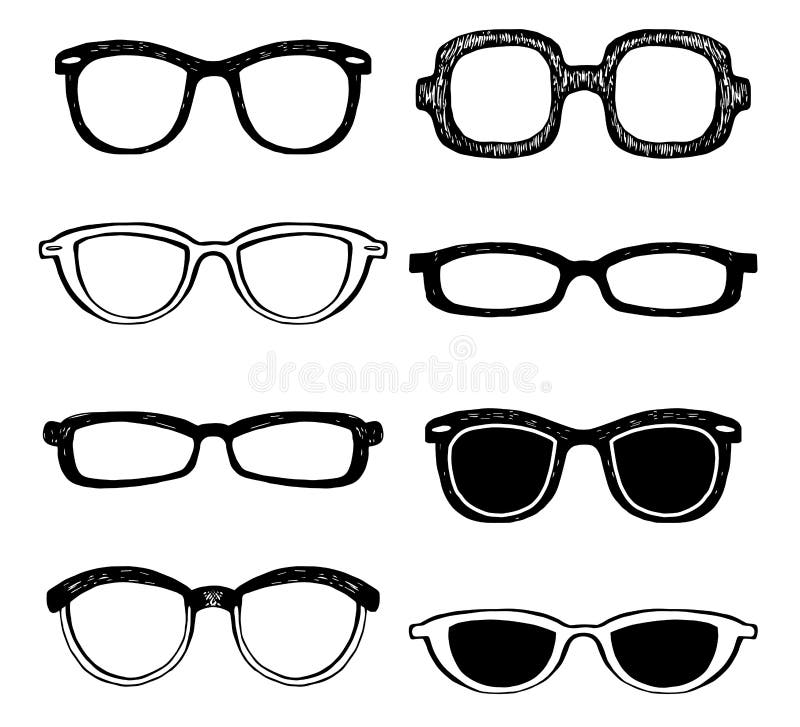 Drawn glasses vector set stock vector. Illustration of color - 57275494