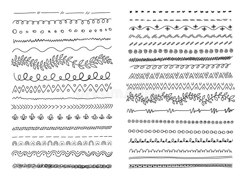 Drawn Hand Line Border Frame Flower Vector Element Doodle Sketch Hand ...