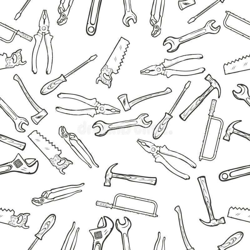 Seamless Pattern Of Hand Work Tools Stock Vector - Illustration of ...