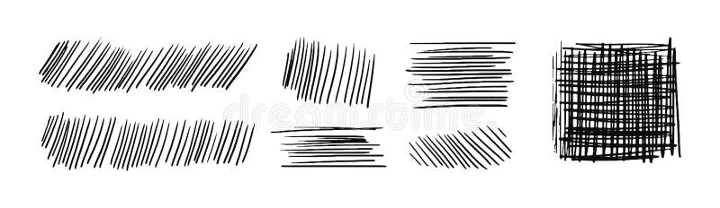 Set of Drawn Hatching Lines Diagonal, Vertical or Parallel Strokes. a ...