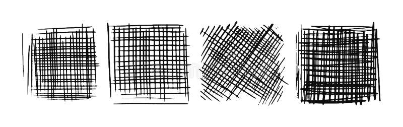 Drawn Hatching Squares. a Set of Hand Drawn Hatched Strikethrough ...